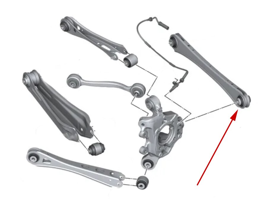 Genuine BMW Left Rear Toe Arm with Bushings - F25 X3 & F26 X4