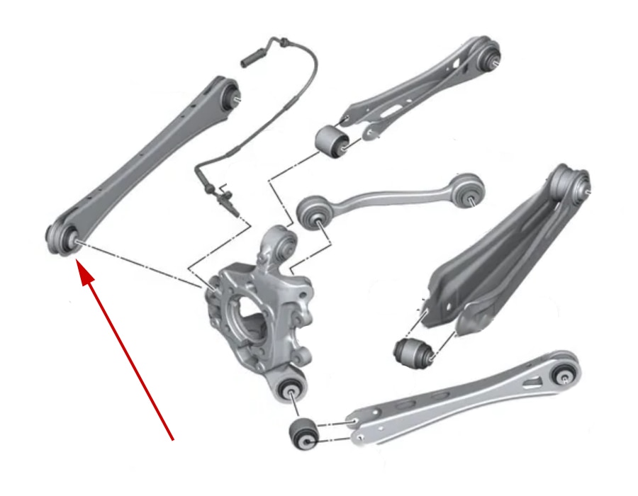 Genuine BMW Right Rear Toe Arm with Bushings - F25 X3 & F26 X4