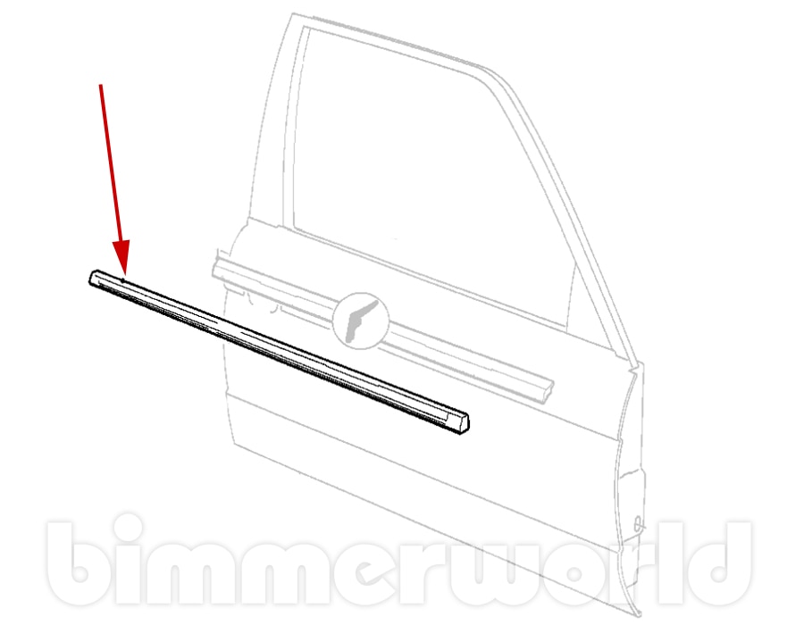 Chrome Door Molding, Right - E30 318i 318i 325e 325es 325i 325is 325ix