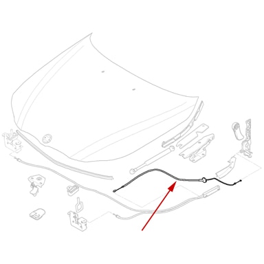 Genuine BMW Bowden Cable for Engine Hood, Rear - 51237008760