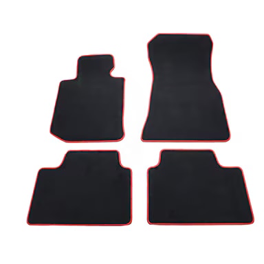 Genuine BMW Floor Mat Set Velours Front Rear Black Fiona Red