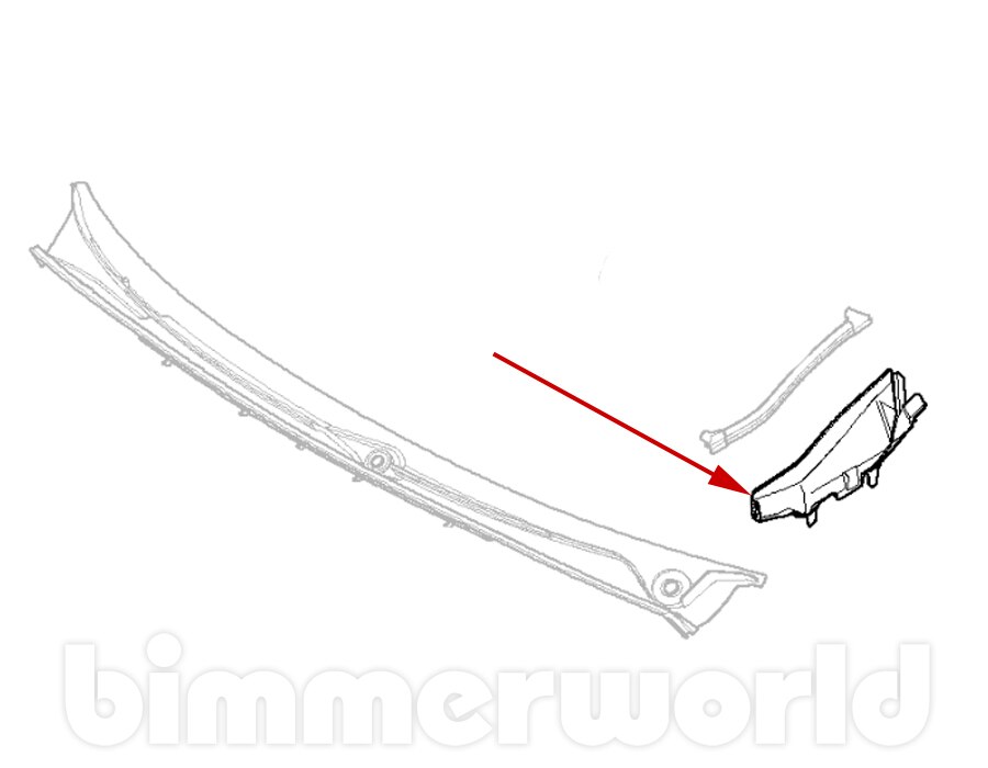Left Outer Cover for Windshield Cowl - E46 Sedan/Wagon 2000 2001 2002 ...