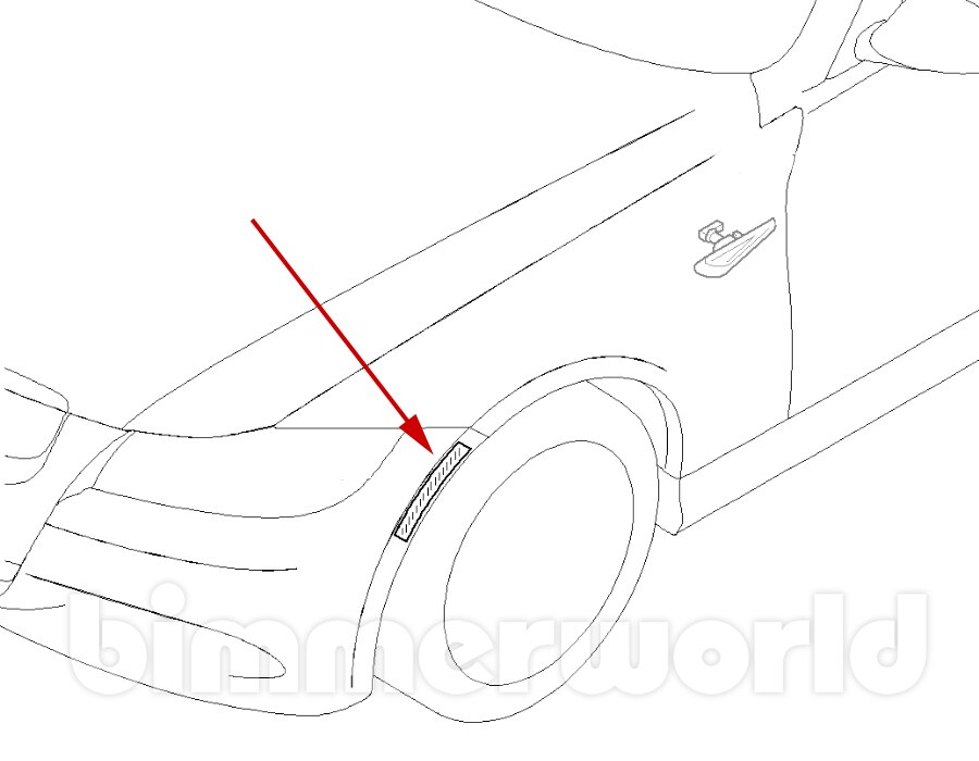 Front Left Bumper Reflector, Yellow - E90 E92 E93 M3 (2008-2013)