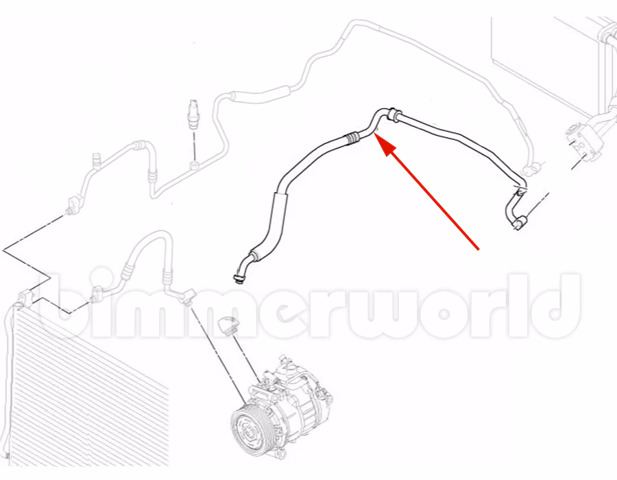 Genuine BMW AC Suction Pipe Evaporator Compressor E90 E92 E93 M3