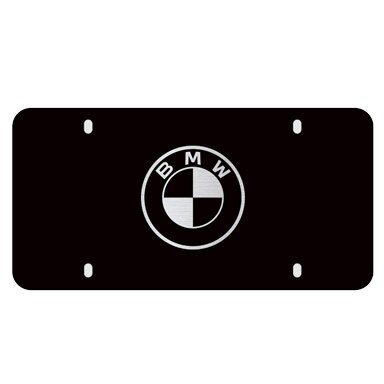 Genuine BMW License Plate Filler Black Roundel Logo
