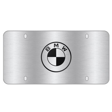 Genuine BMW License Plate Filler Brushed Stainless Roundel Logo