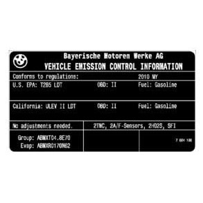 Genuine BMW Label "Exhaust Emission" - 71227832004 - E46,E46 M3