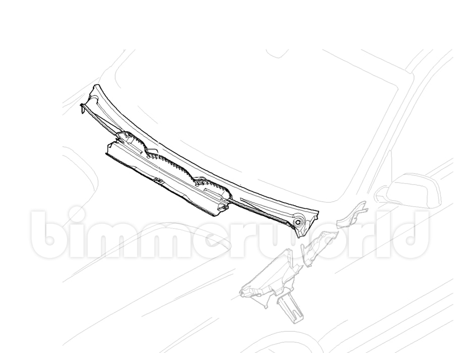 Genuine BMW Windshield Cowl Cover Trim, E83 X3 (2003-2010) 51713401811