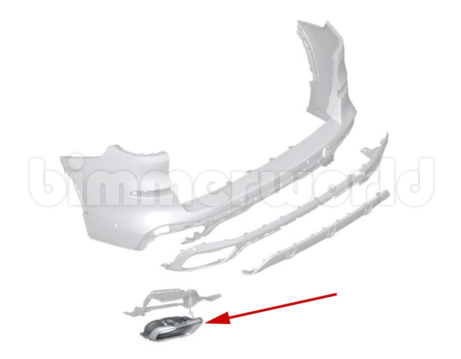 G05 G06 G07 M60i Shadowline Black Exhaust Tip Left