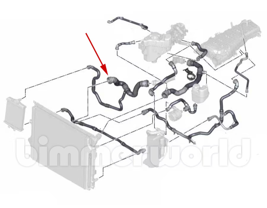Lower Radiator Hose for BMW F30 340i, F33 440i, F36 440i