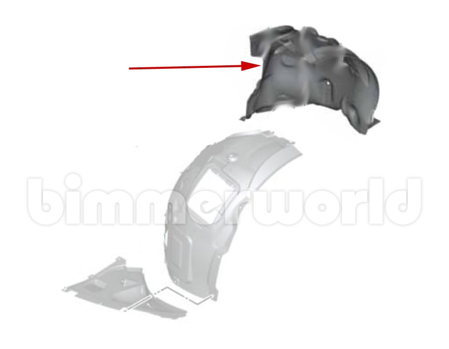 Front Left Fender Liner (Aft) for BMW F30/F31 3-Series Sedan and Wagon