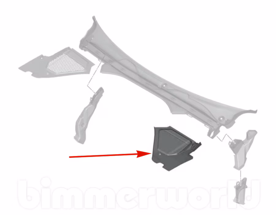 Right Windshield Cowl Cover Panel with Mesh Part 3 Genuine BMW- G20 G42