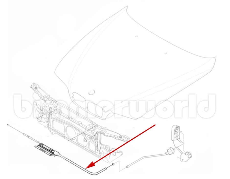 Hood Release Cable (Left), BMW - E39 5-Series (1997-2003)