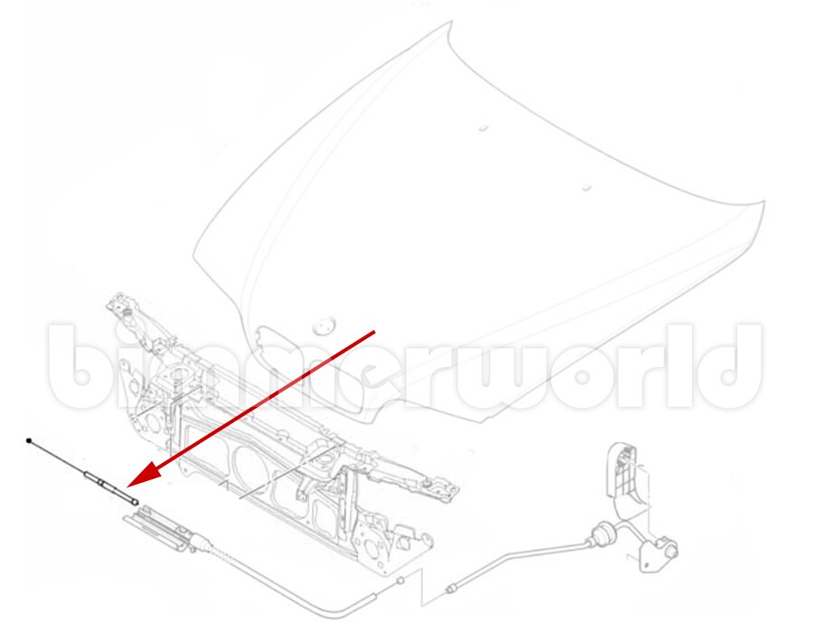 Genuine BMW Hood Release Cable (Right) for E39 5-Series (1997-2003)