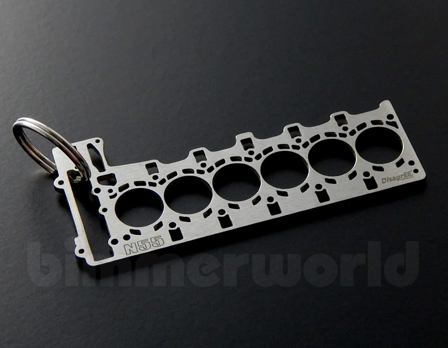 Stainless Steel Keychain BMW N55 Head Gasket Brushed Black TPU Rubber ...
