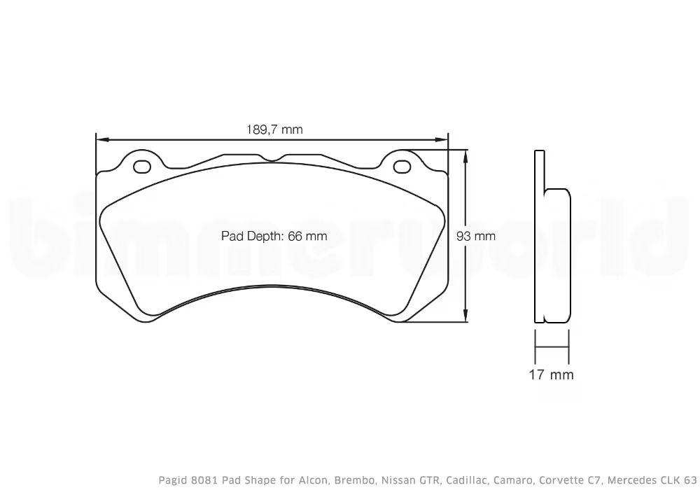 Pagid RS29 Brake Pads for Alcon RC6, Brembo 6-piston, Nissan GTR ...