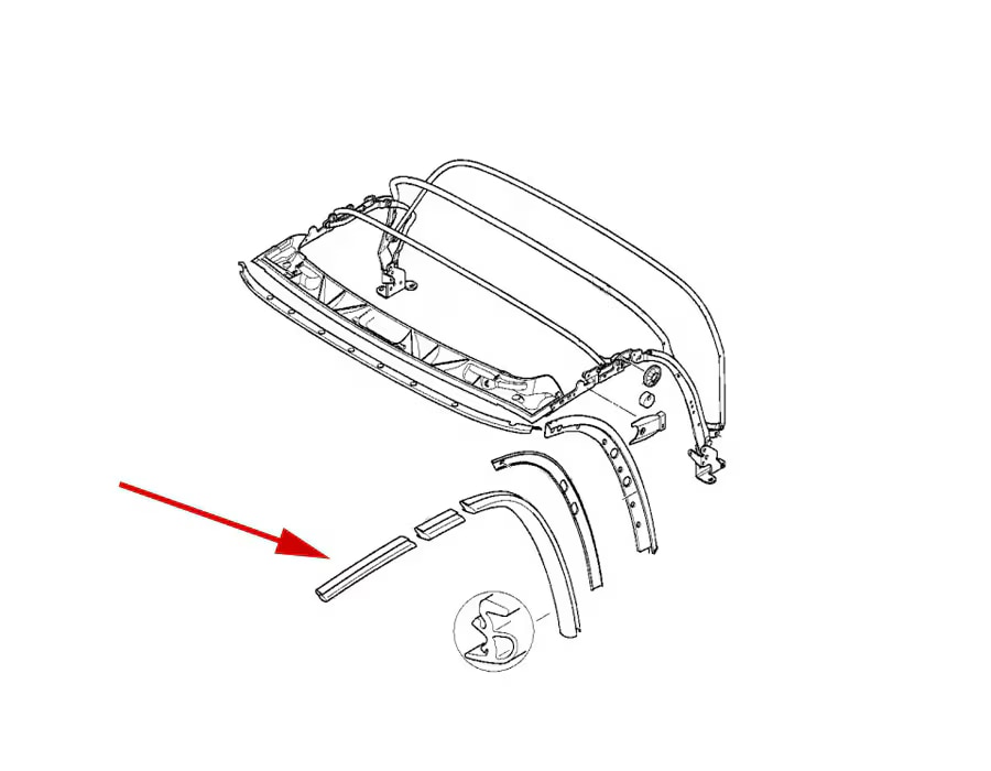Front Left Window Guide for BMW Z3, MZ3 Roadster