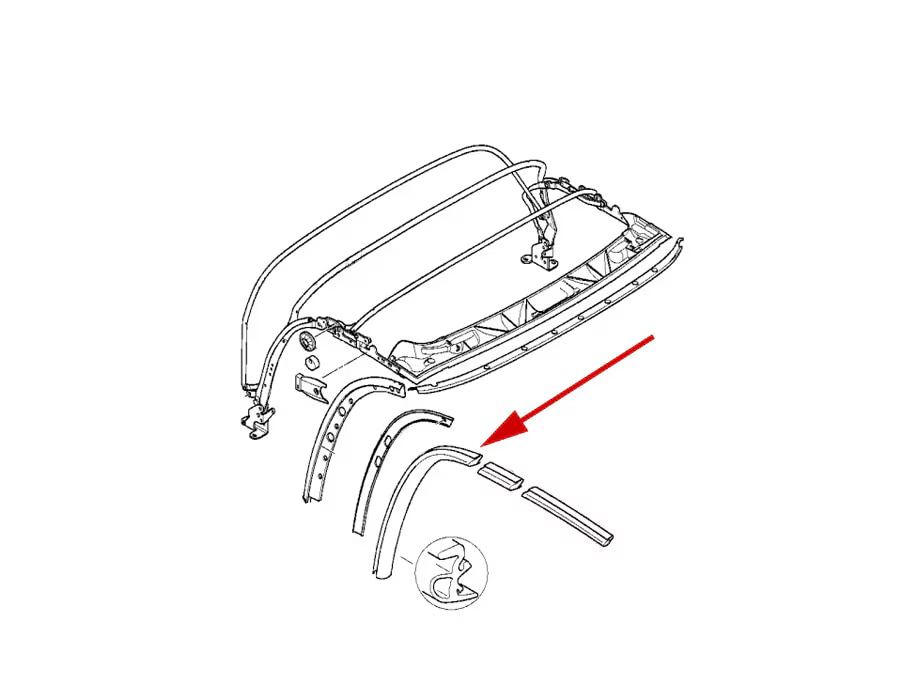 Rear Right Window Guide for BMW Z3, MZ3 Roadster
